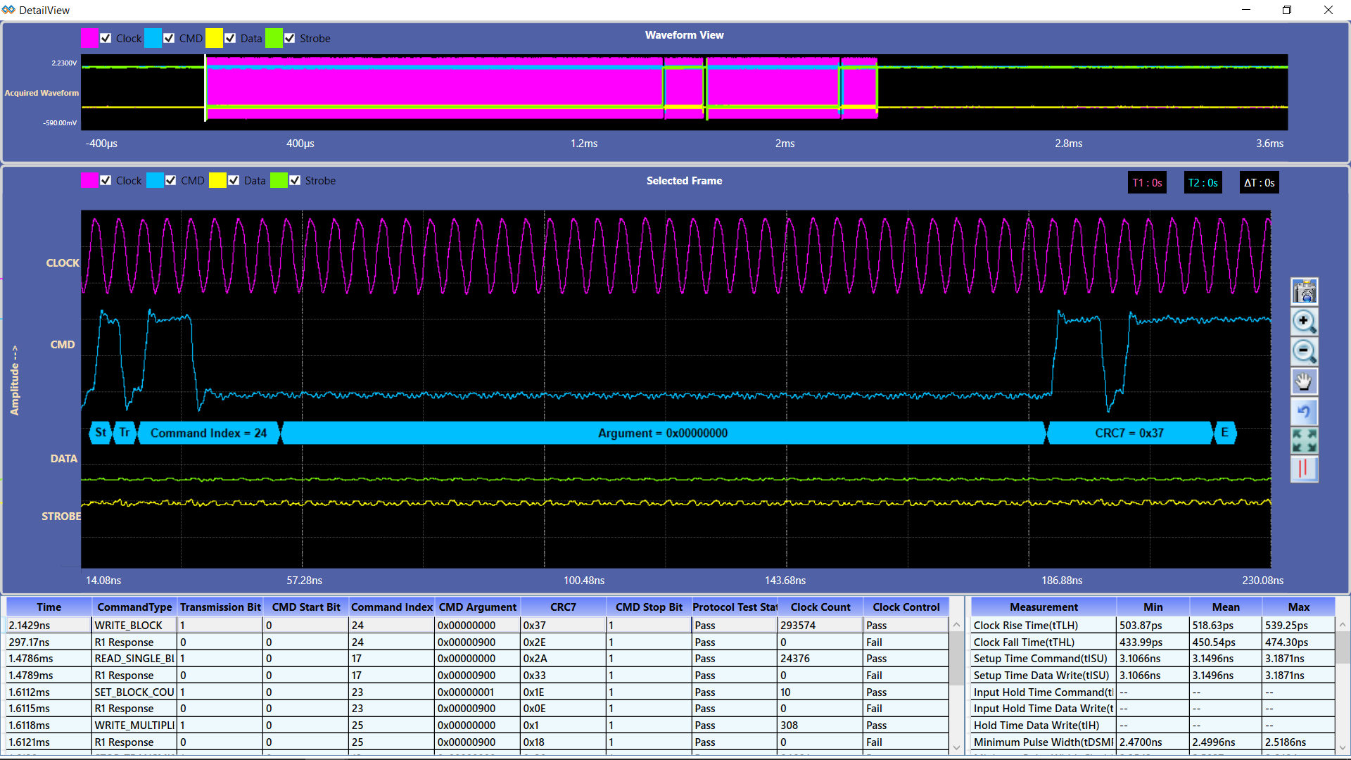 eMMC and SD Electrical Validation and Protocol Decode Software